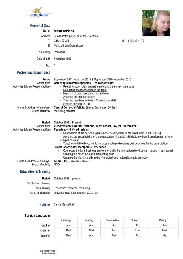 Cv Adriana Mahu Jan 2012 | PDF