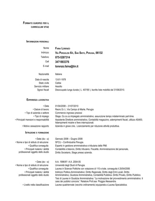 Cv Aggiornato Lorenzo Faina 2010 Doc | PDF