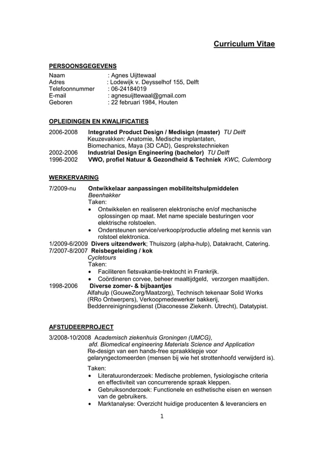 Cv Agnes Uijttewaal | PDF