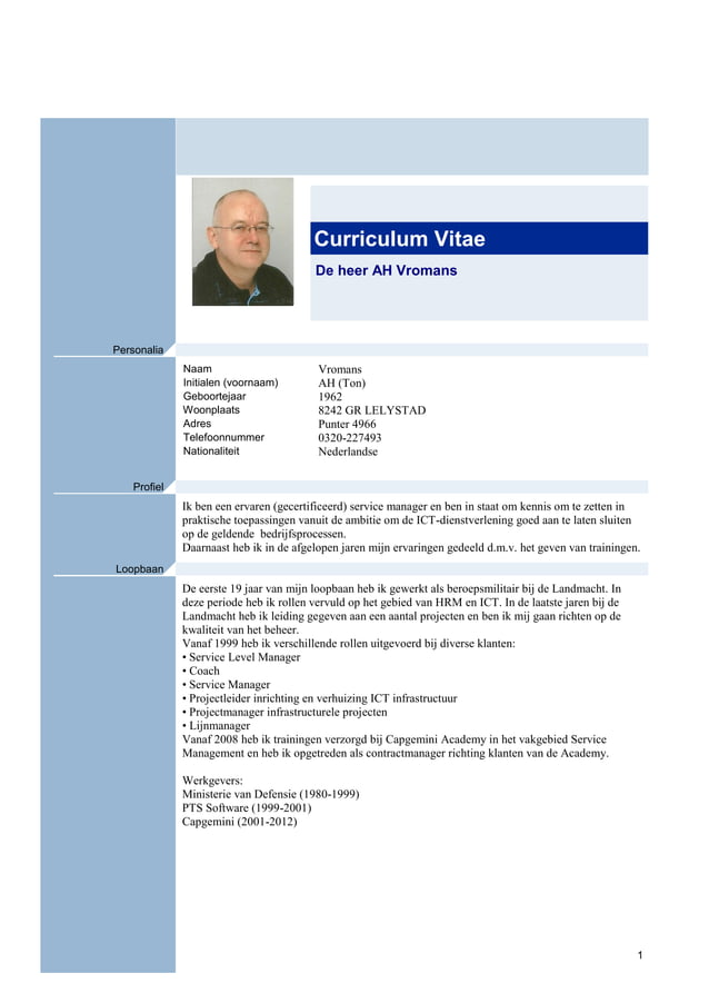 CV AH Vromans | PDF