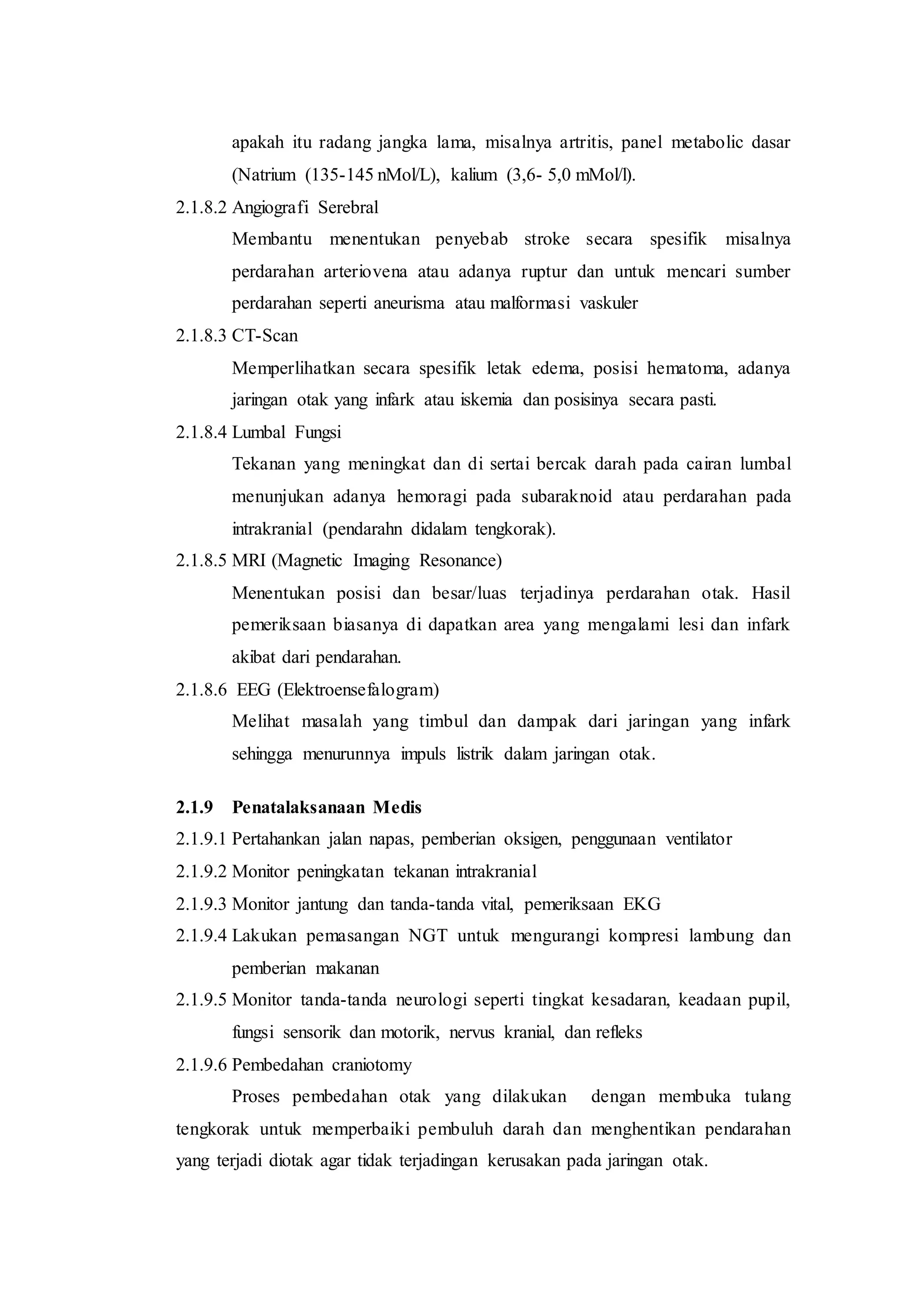 Cva infark cerebral + post op crainotomy | DOCX