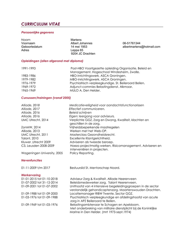 Cv albert martens 24 dec. 2018 | PDF