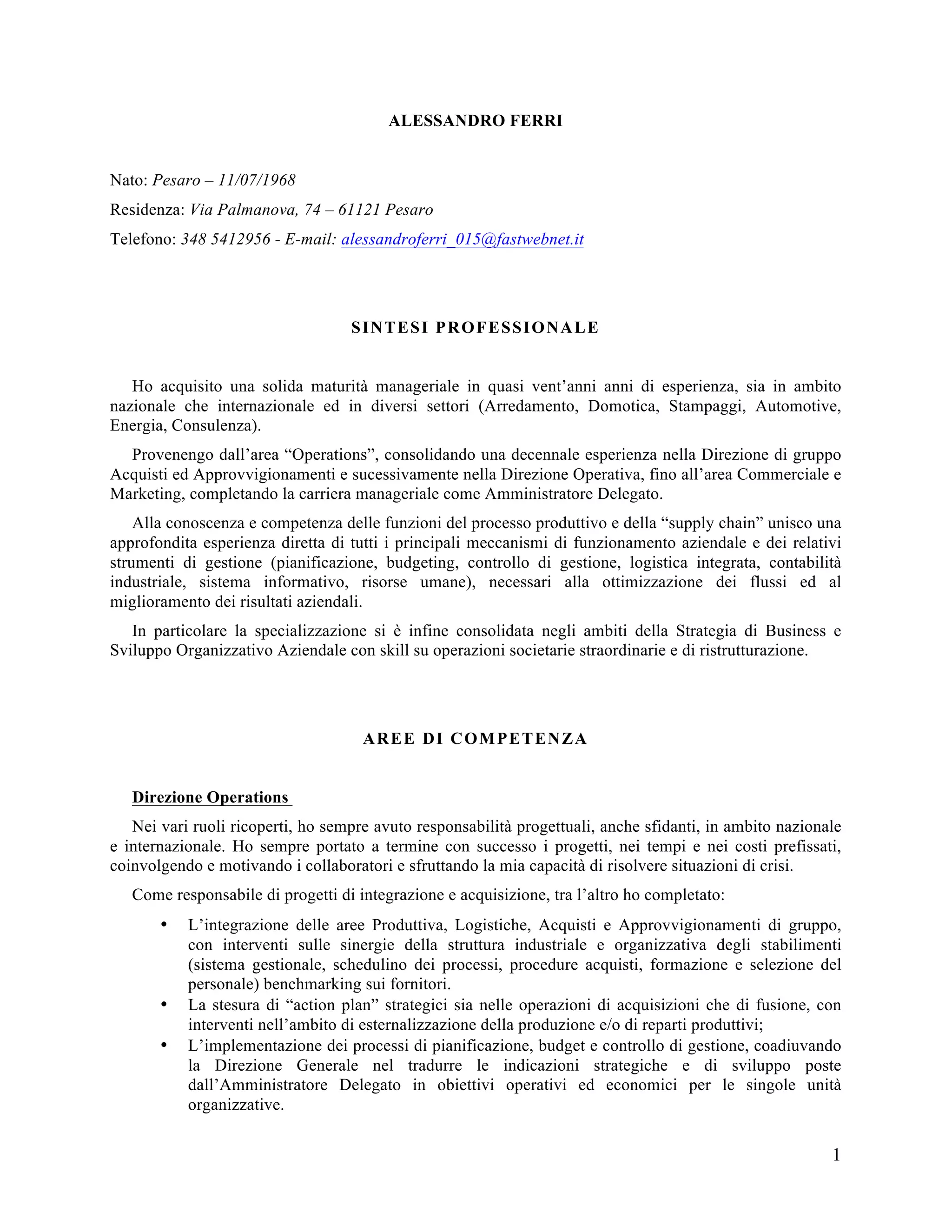 Cv alessandro ferri | PDF