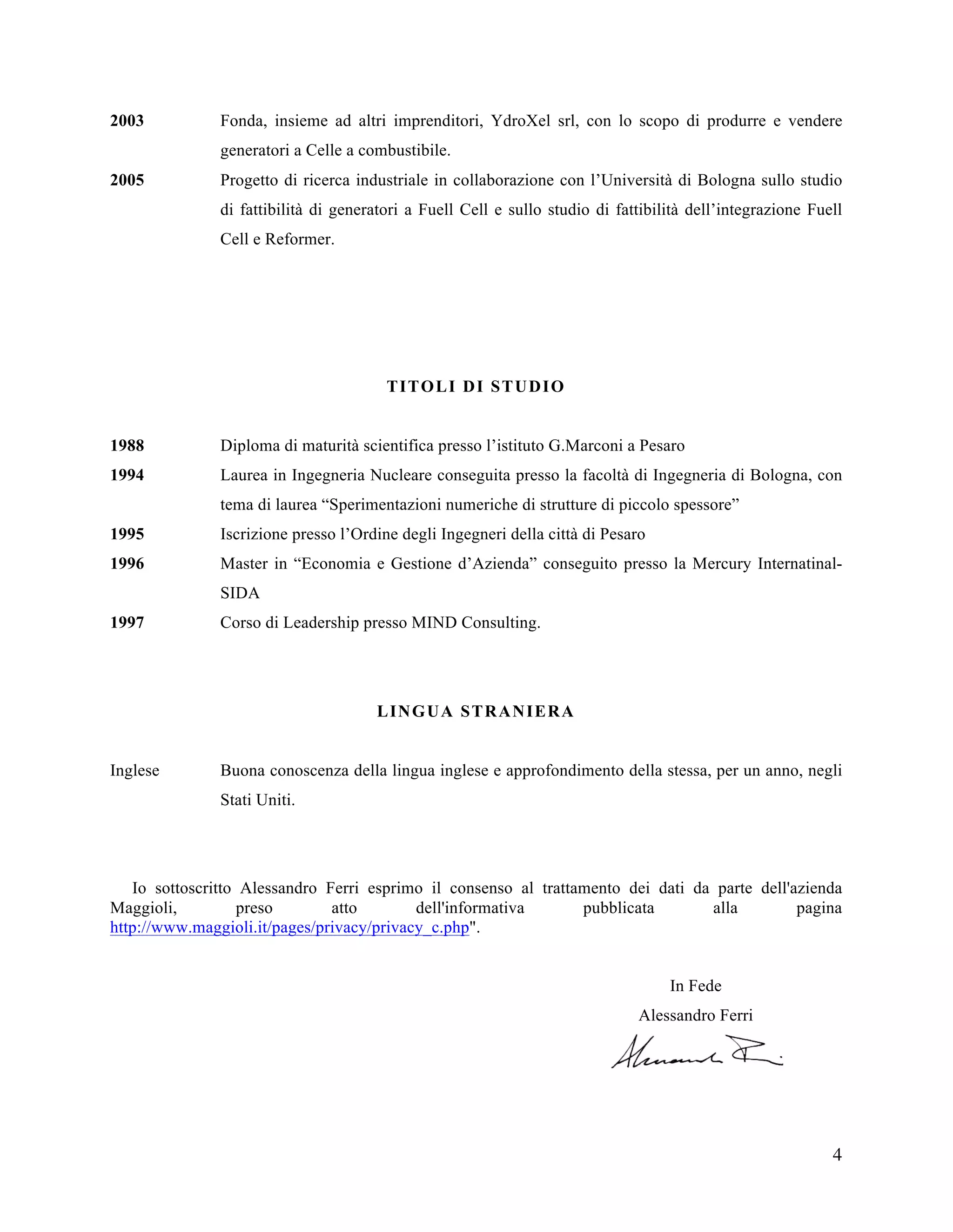 Cv alessandro ferri | PDF