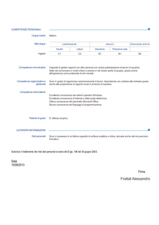 Cv Alessandro Frattali | PDF