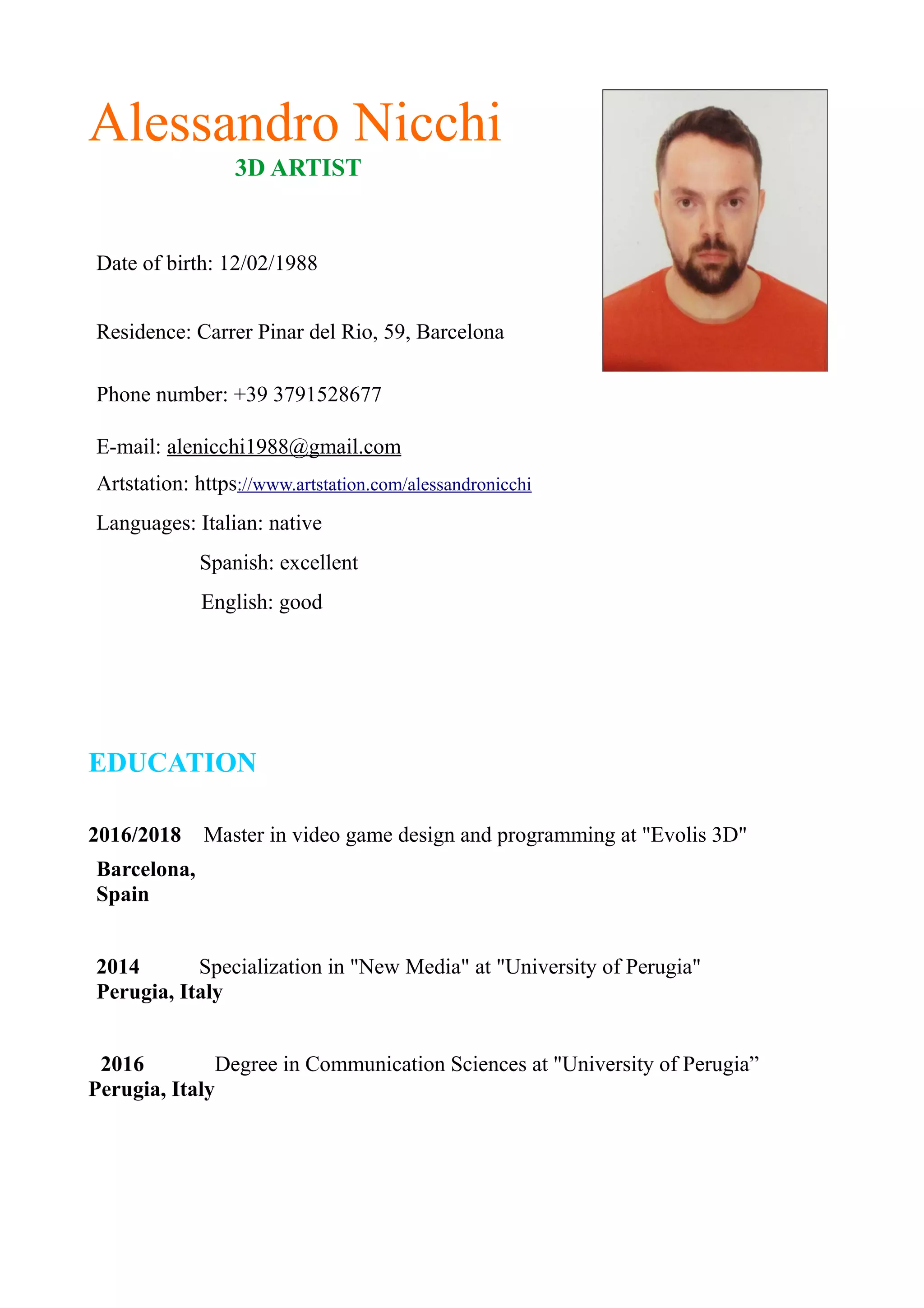 CV Alessandro Nicchi | PDF