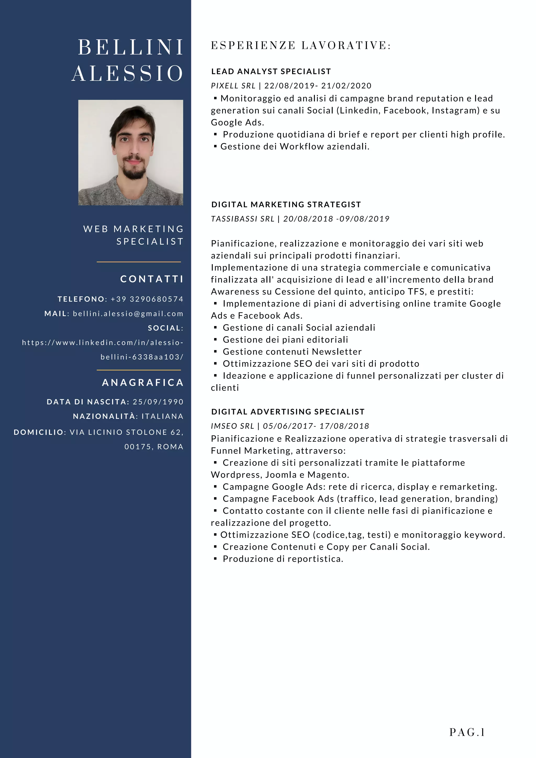 Cv alessio bellini | PDF