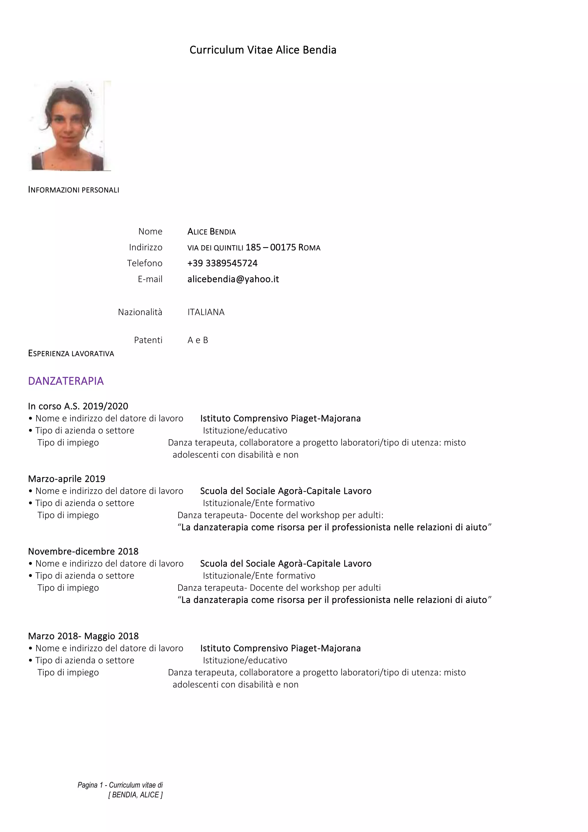 Cv alice bendia agg 05 2019 | PDF