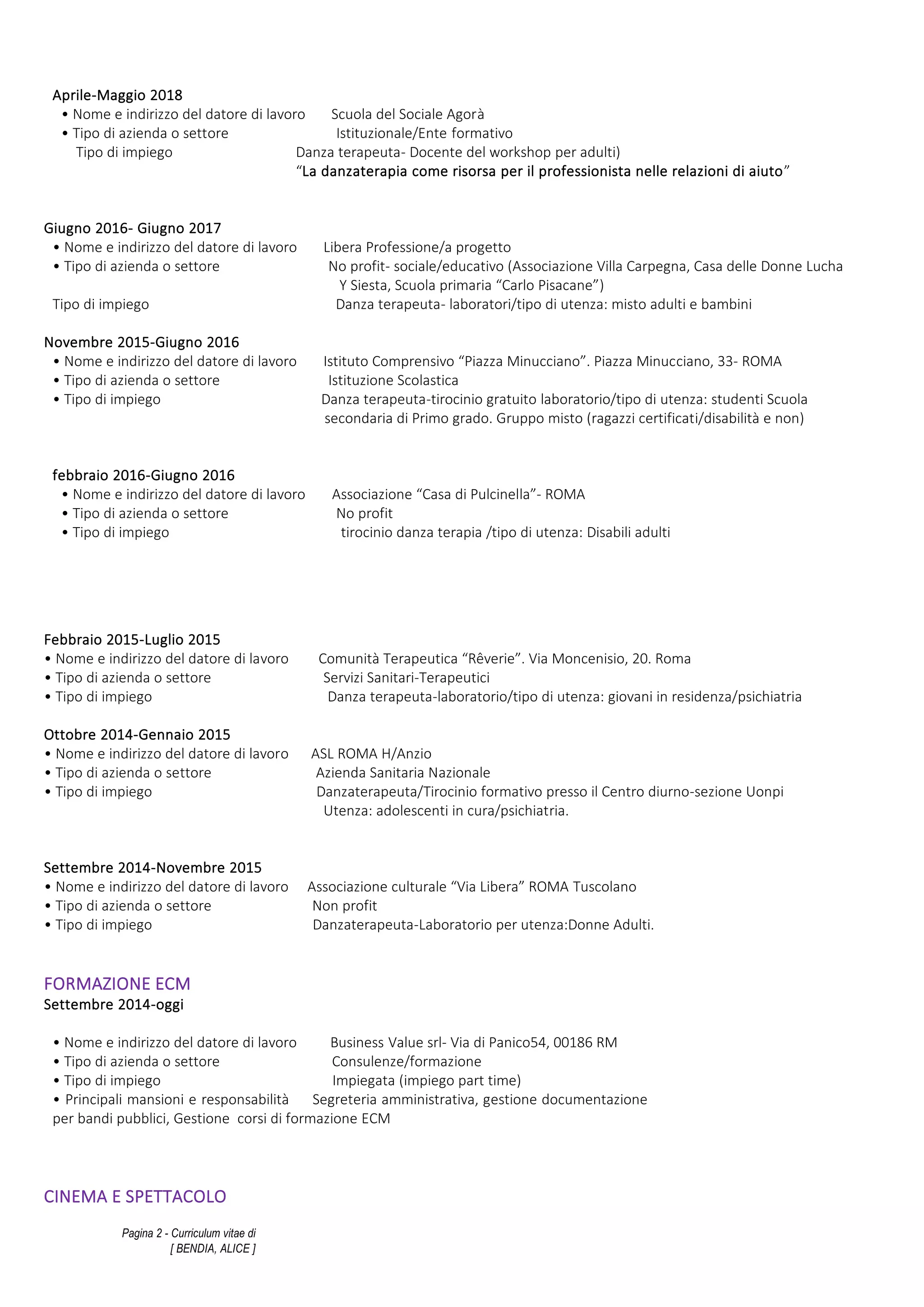 Cv alice bendia agg 05 2019 | PDF