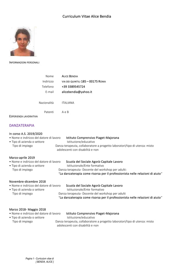 Cv alice bendia agg 05 2019 | PDF