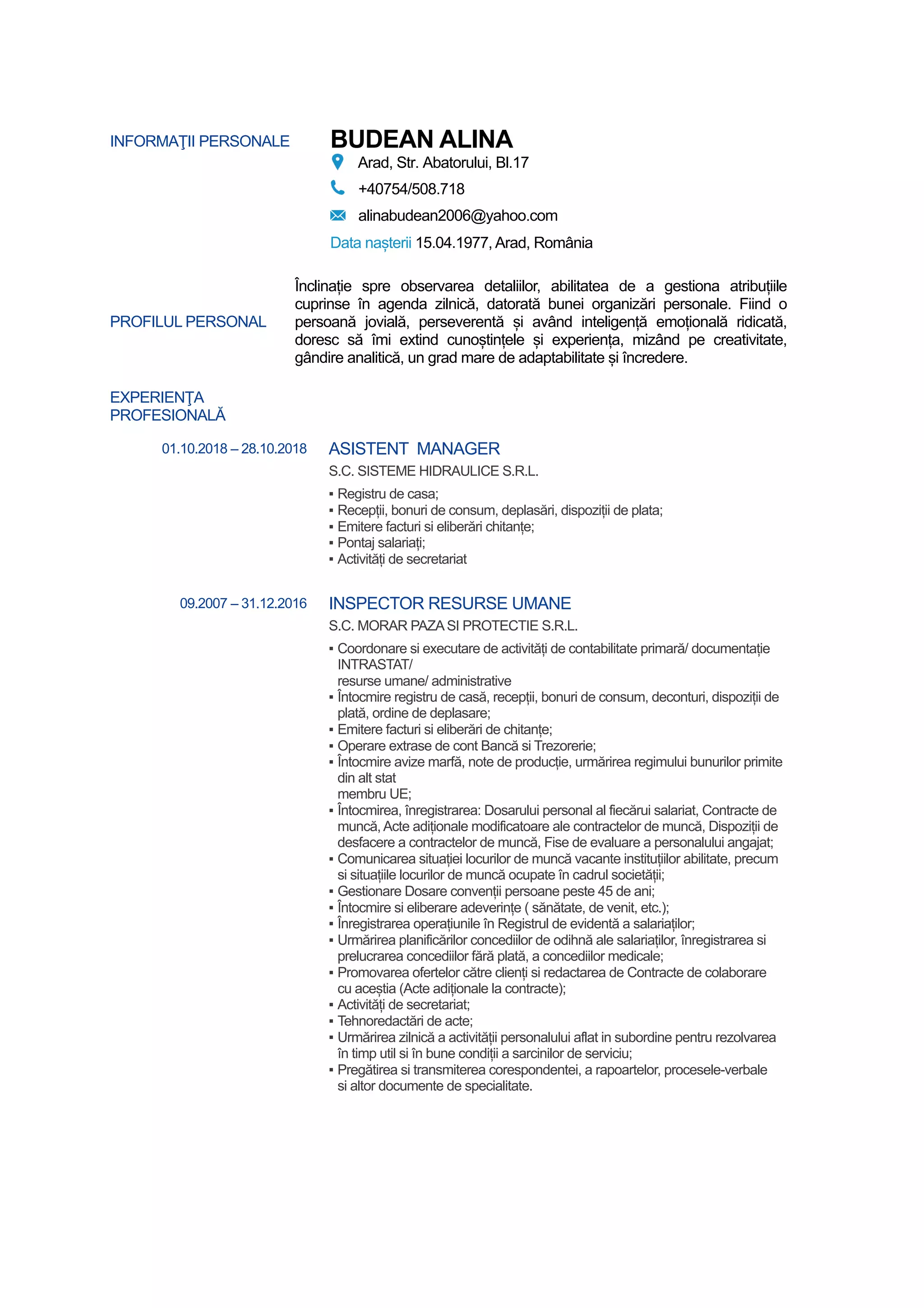CV Alina Budean | PDF