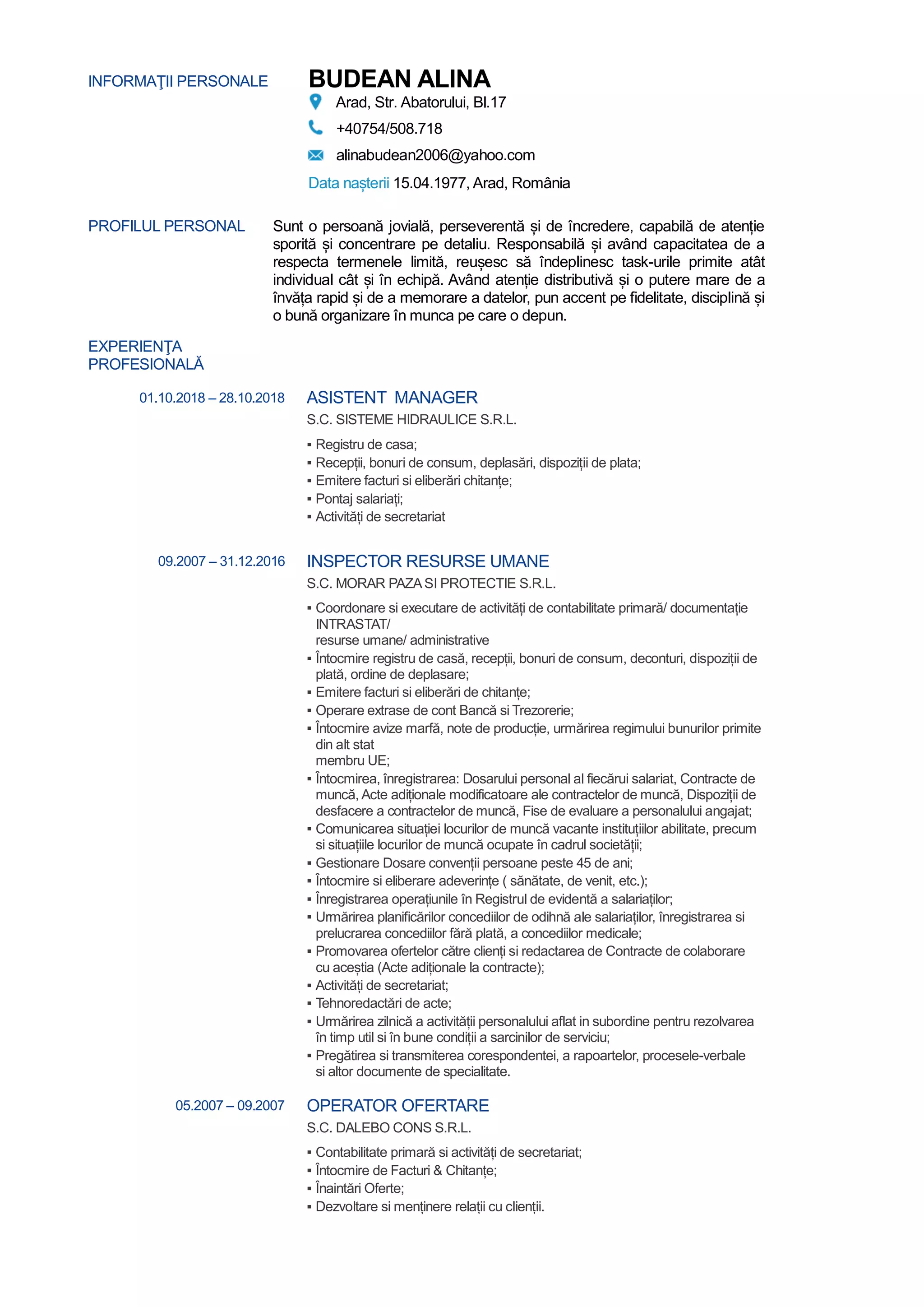 CV Alina Budean | PDF