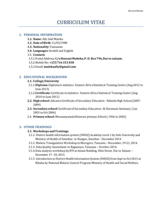 CV ally said mateka | PDF