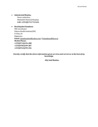 CV ally said mateka | PDF