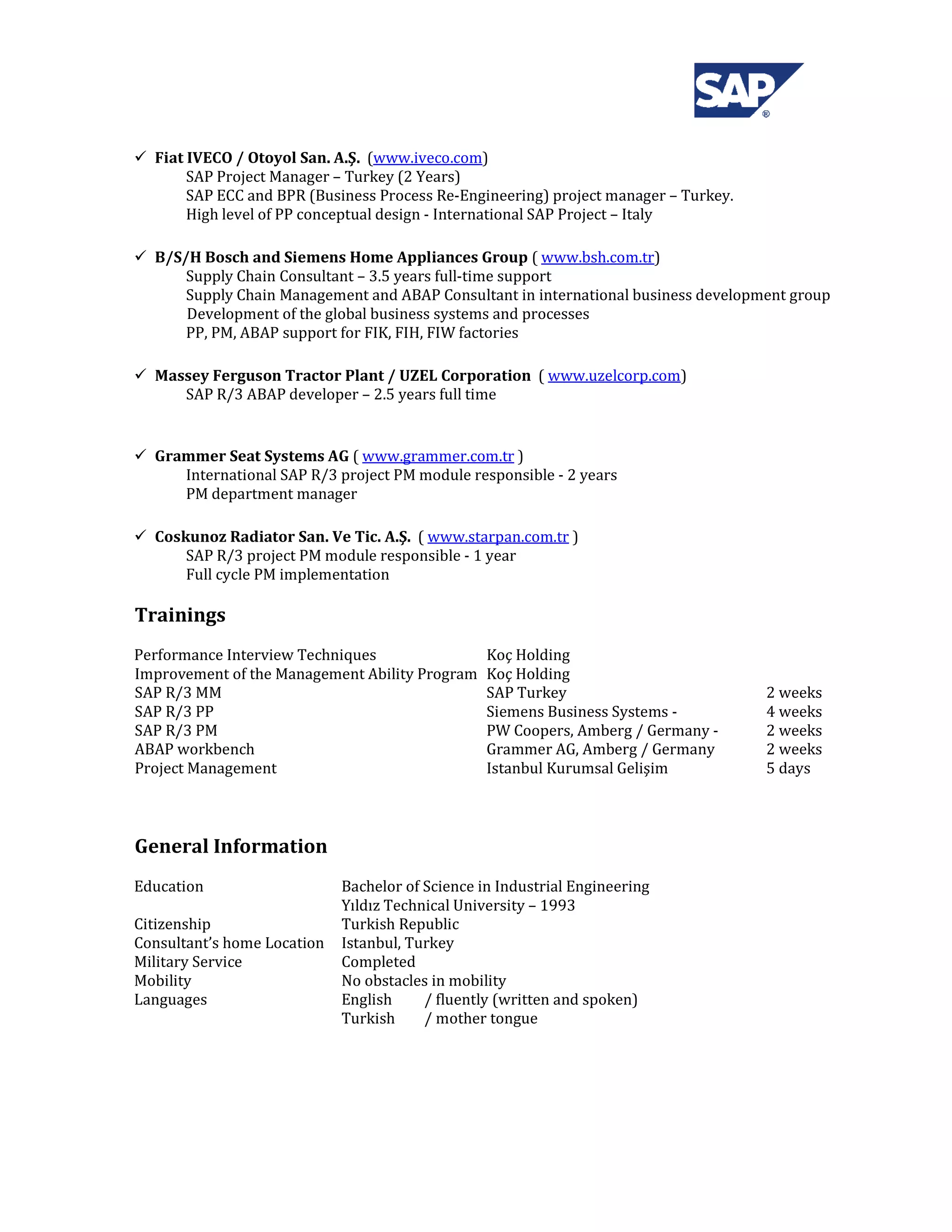 CV Alper Ozgur | PDF | Business | Business and Finance