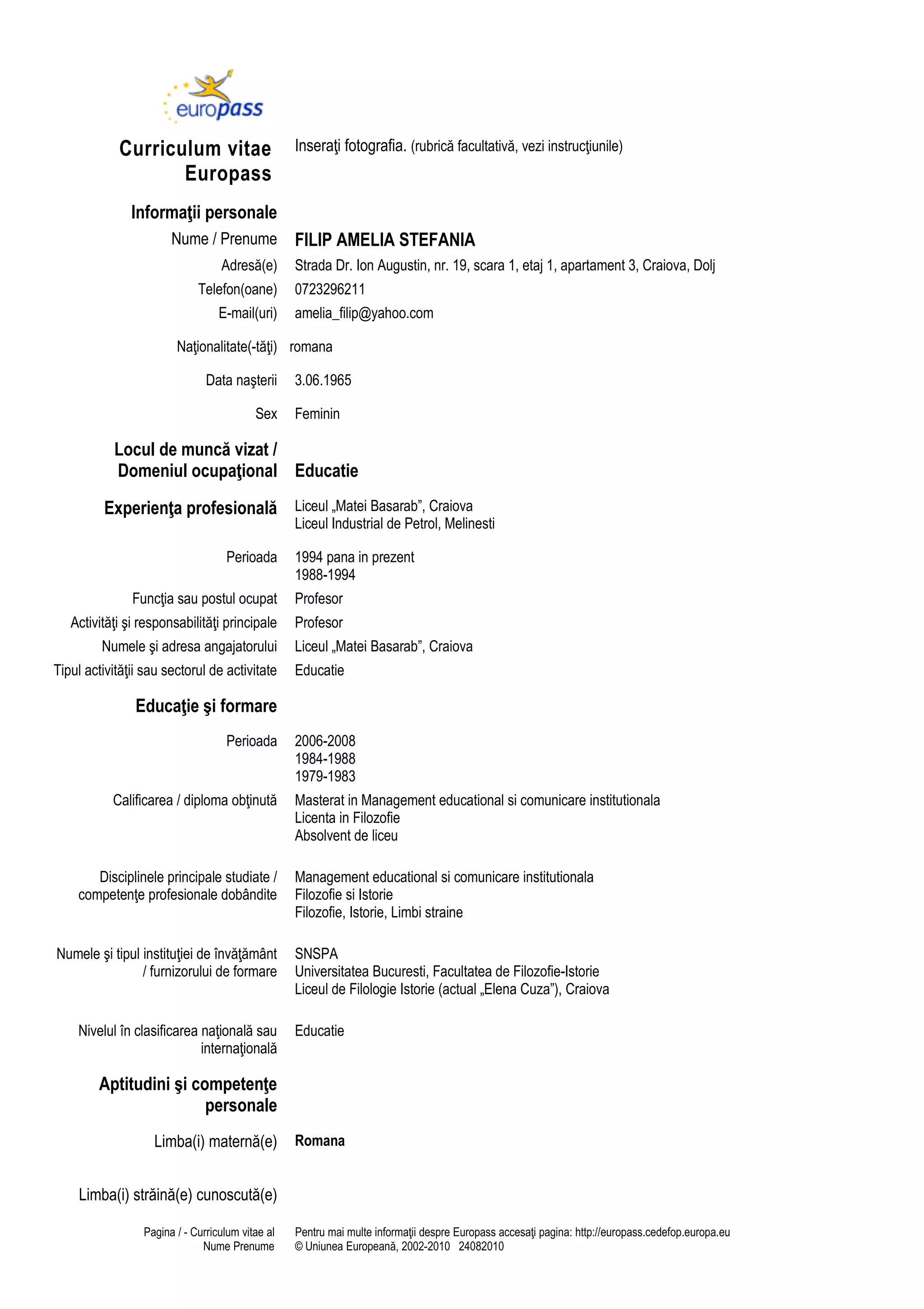 Cv amelia nou | DOC