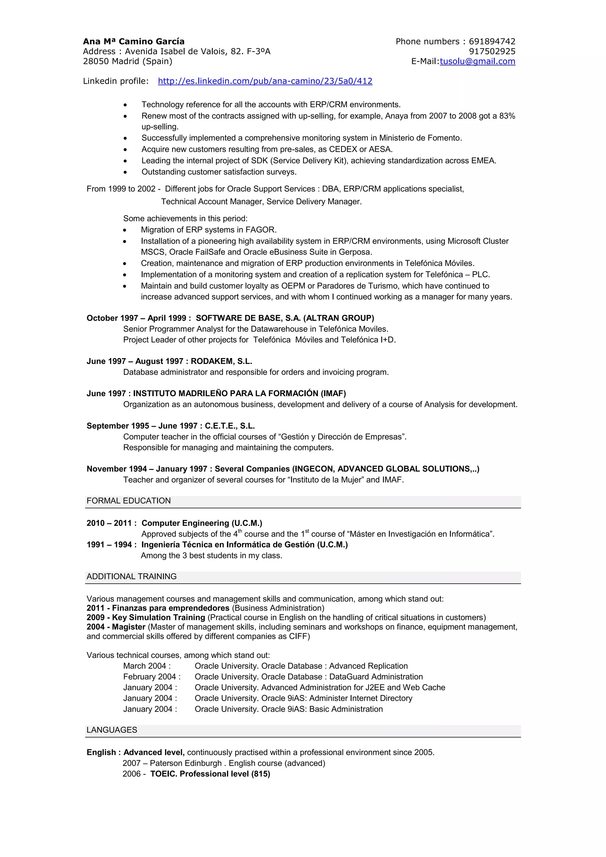 Cv Ana Camino 201202 Eng | PDF