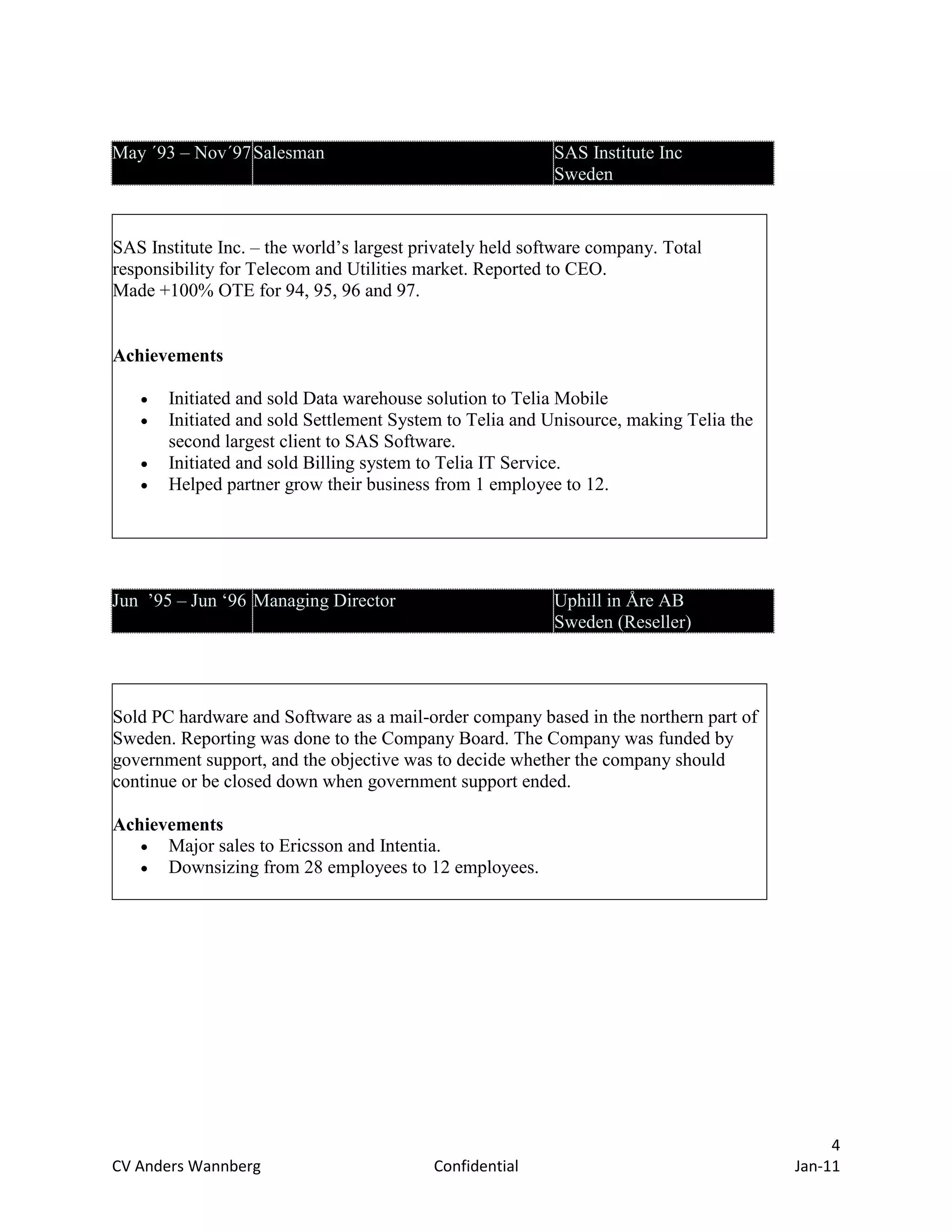 Cv Anders Wannberg Jan 2011 | PDF