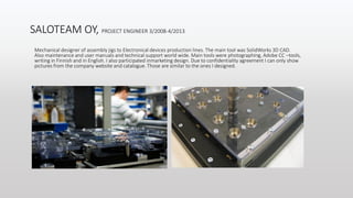 Cv and portfolio 2018 rindell english | PDF