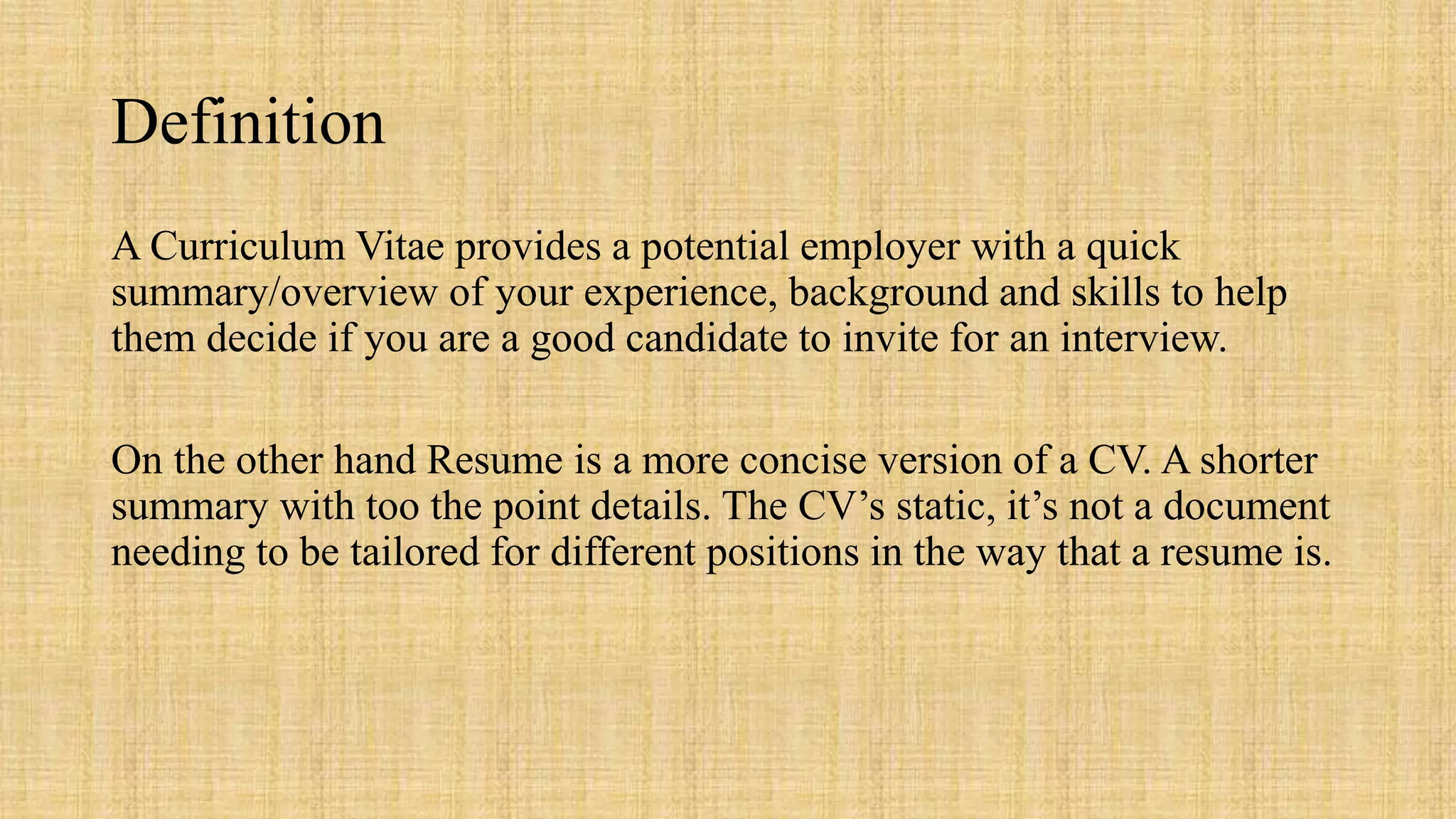 Cv and resume | PPTX