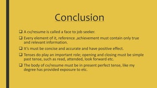 Cv and resume writing | PPTX