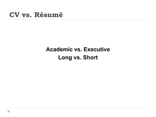 Intro to CV and Resume Writing | PPTX