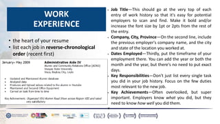 Curriculum Vitae and Resume Writing 2024 | PPTX