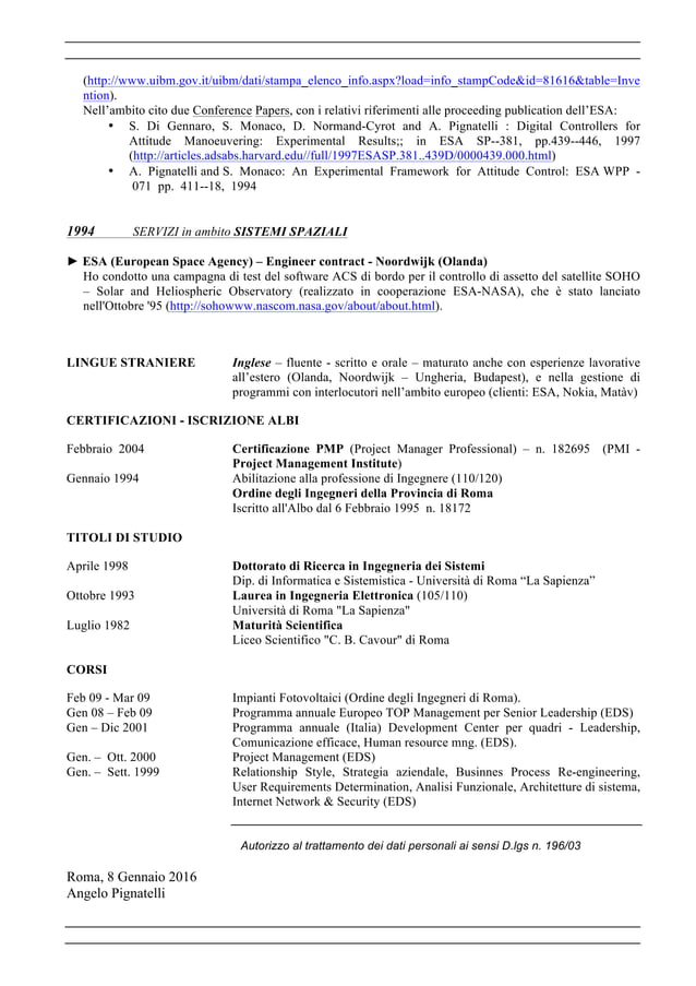 Cv angelo pignatelli_8_gennaio2016 | PDF
