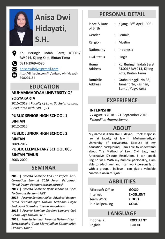 Cv anisa dwi hidayati | PDF | Legal Services Industry | Industries
