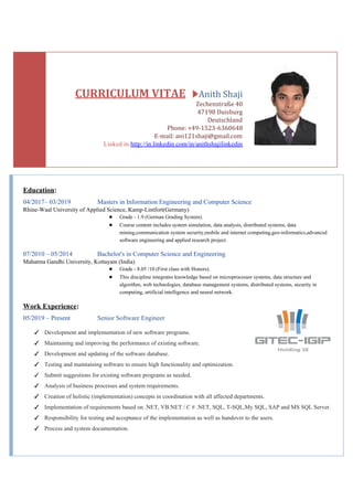 Cv anith | PDF