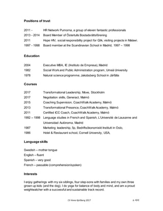 CV Anna Kjellberg October 2017 | PDF