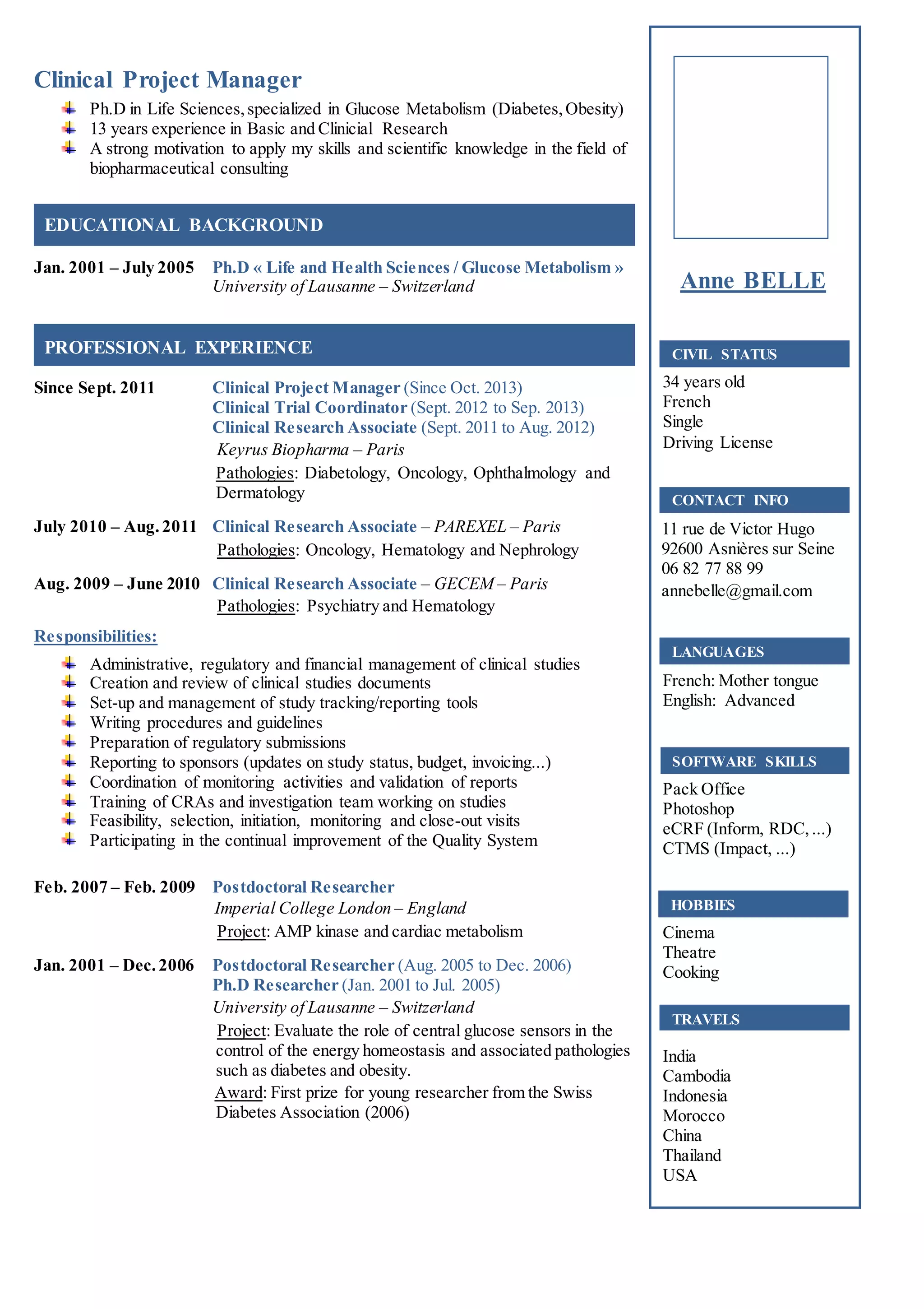 Cv anne belle | PDF