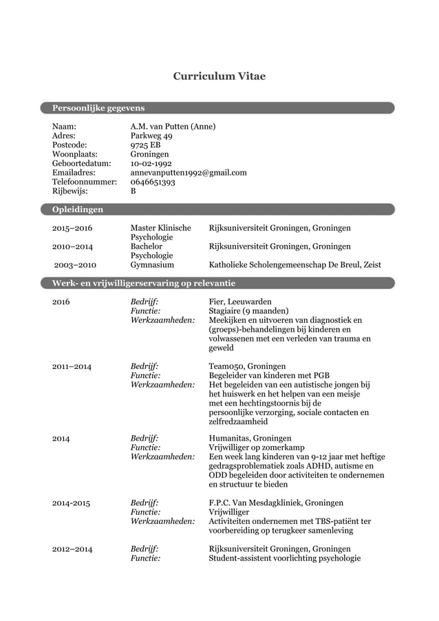 Cv anne van putten | PDF
