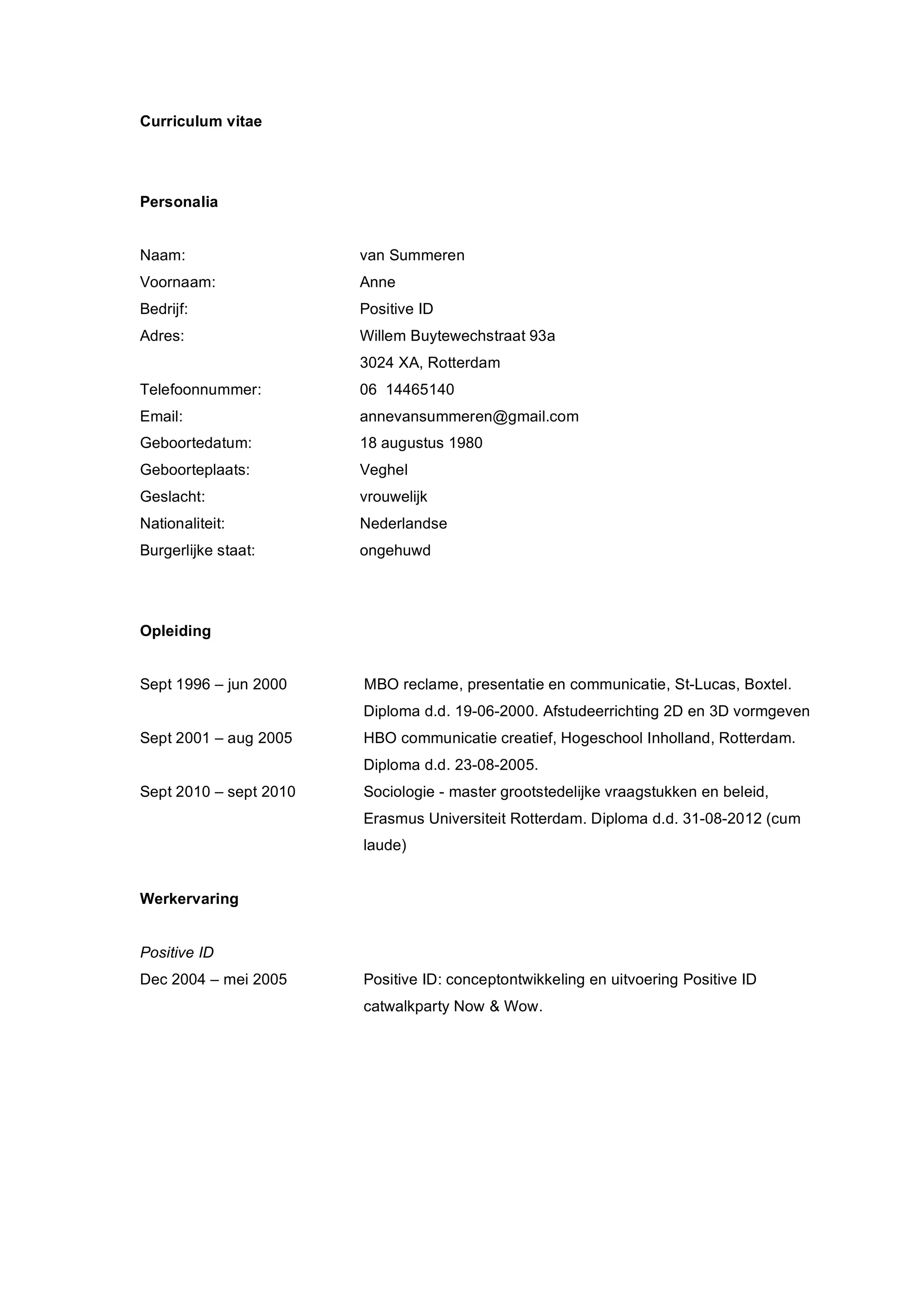 Cv anne van_summeren_28022013 | PDF