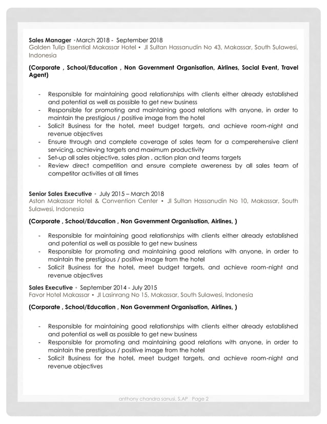 CV Anthony Chandra Sanusi | PDF