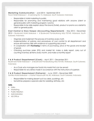 CV Anthony Chandra Sanusi | PDF