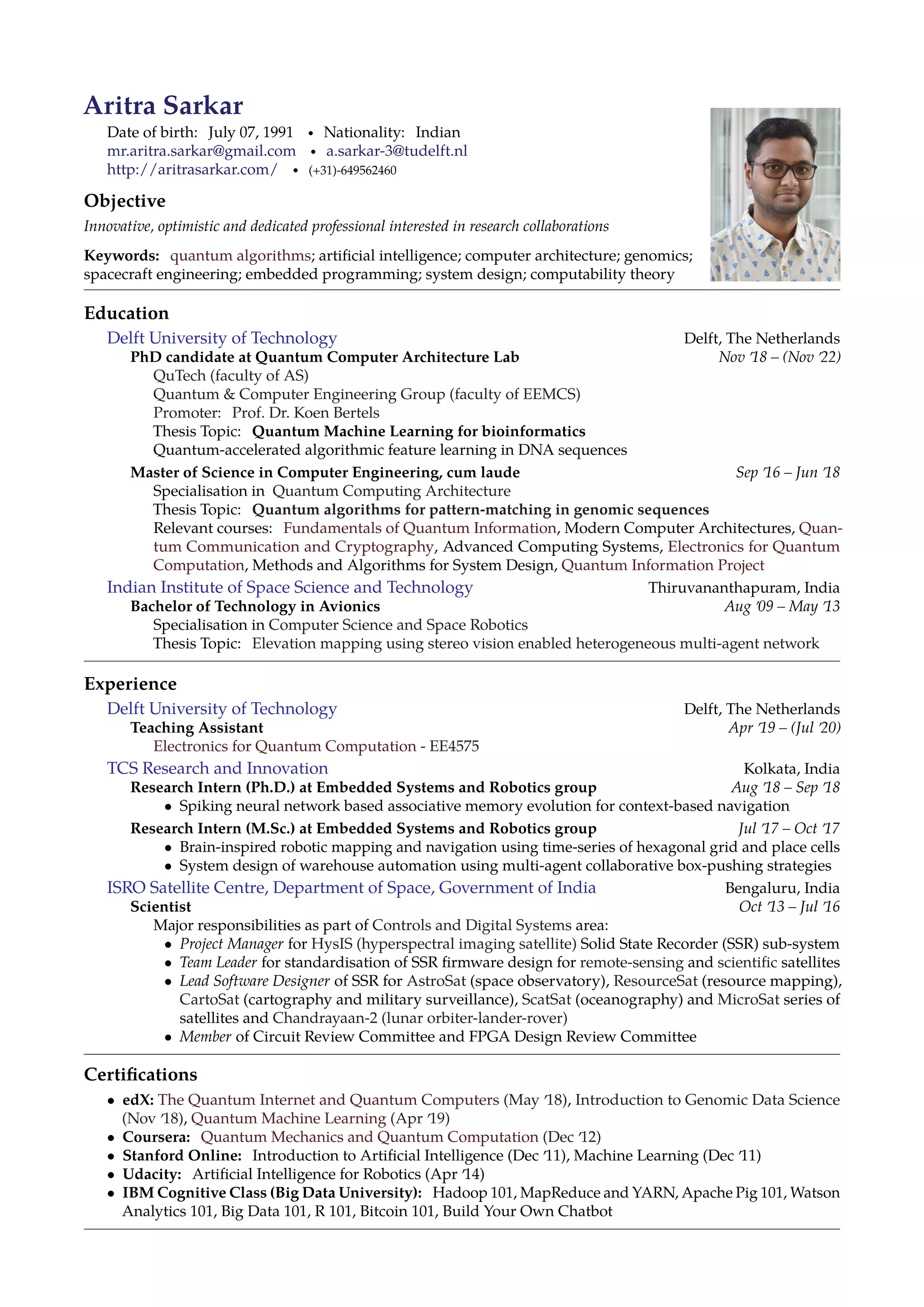 Aritra Sarkar - Curriculum vitae | PDF
