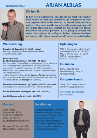 Cv arjan | PDF