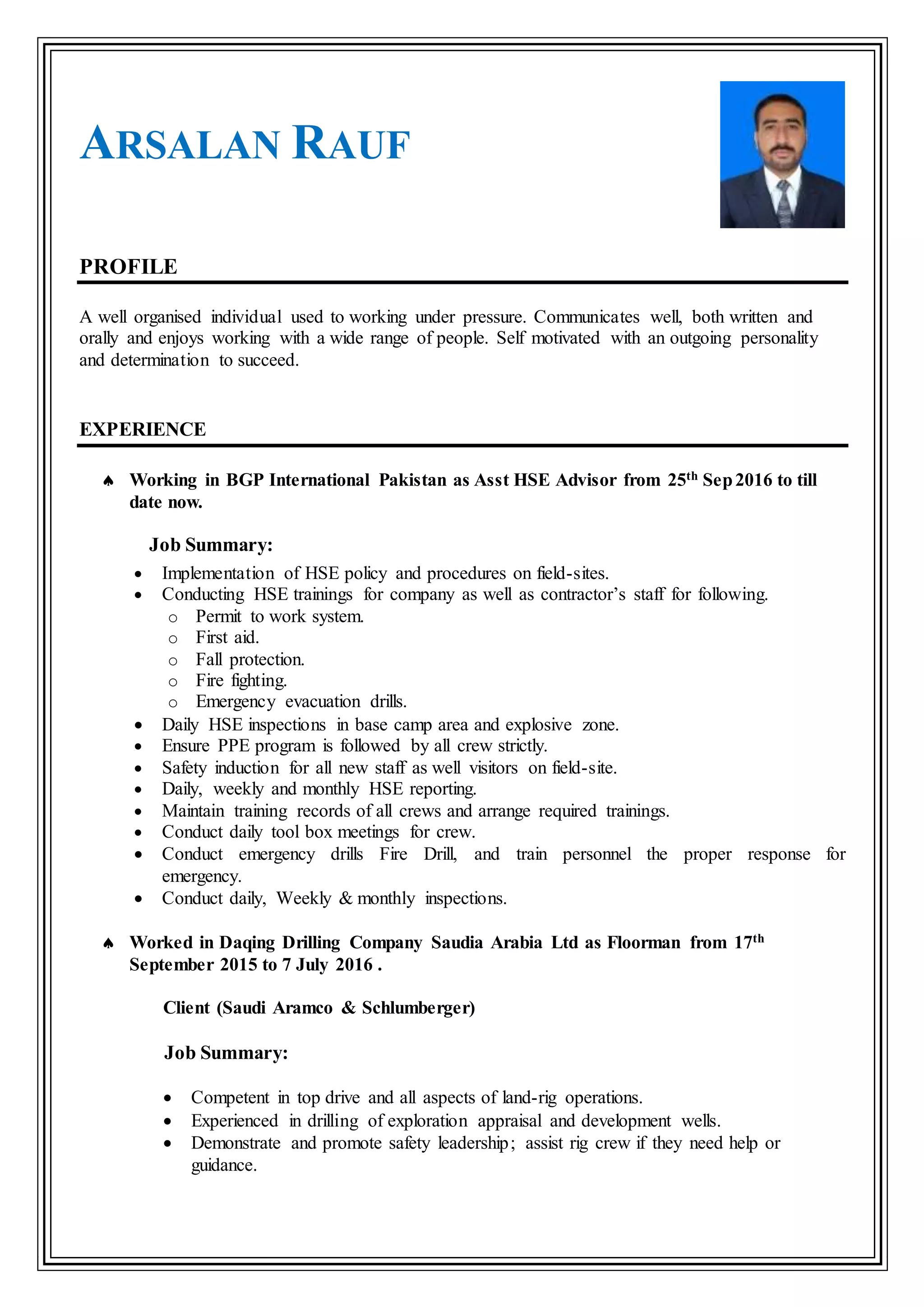 Cv arsalan rauf | DOCX