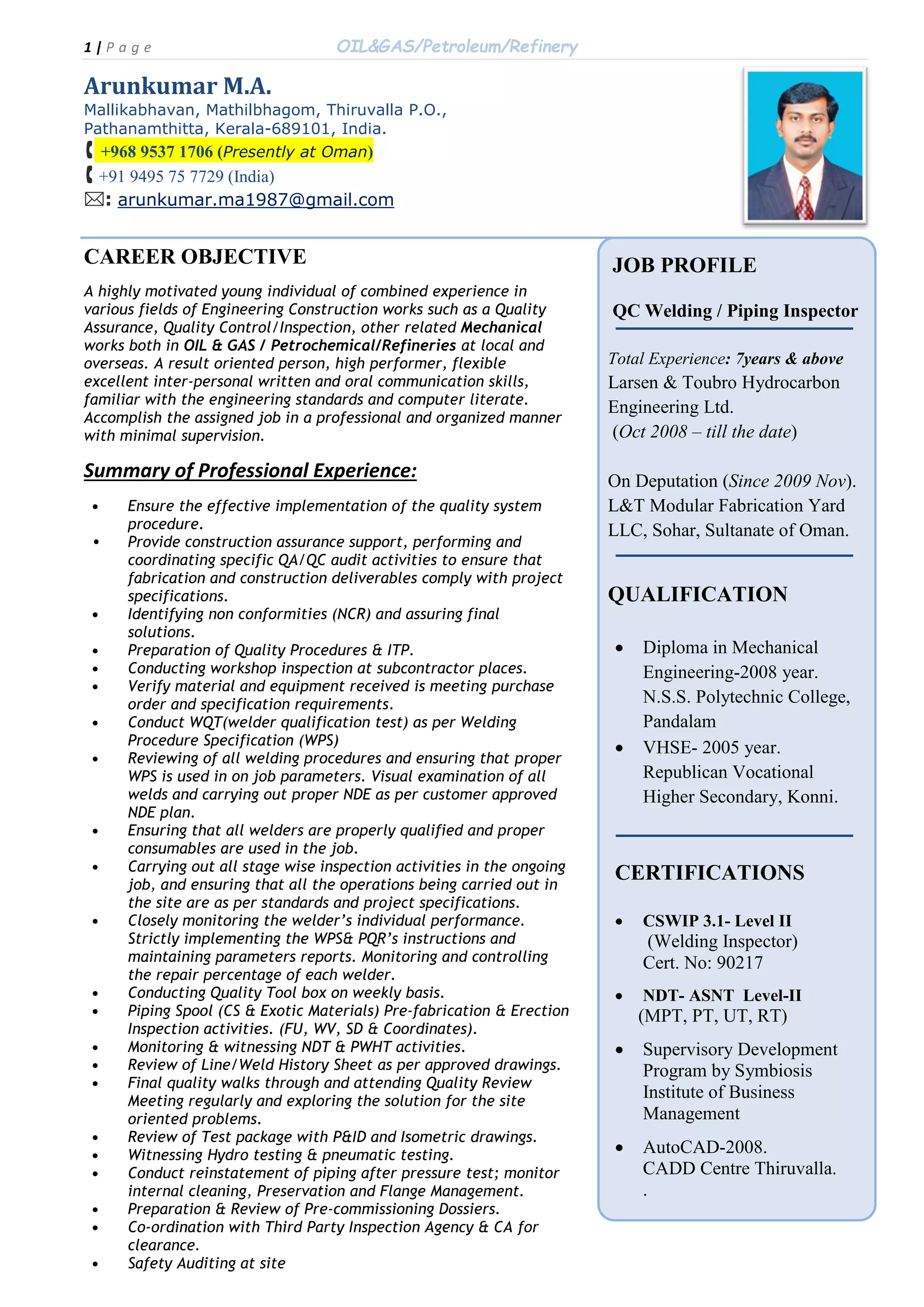 Resume_ Arunkumar | PDF