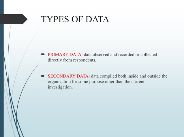Data, Classifications and Sources. | PPT