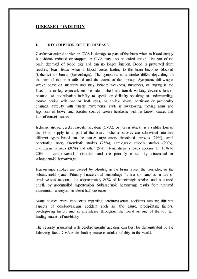 Case Study on Cerebro Vascular Accident (CVA) | DOCX | Brain and Nervous System Disorders ...