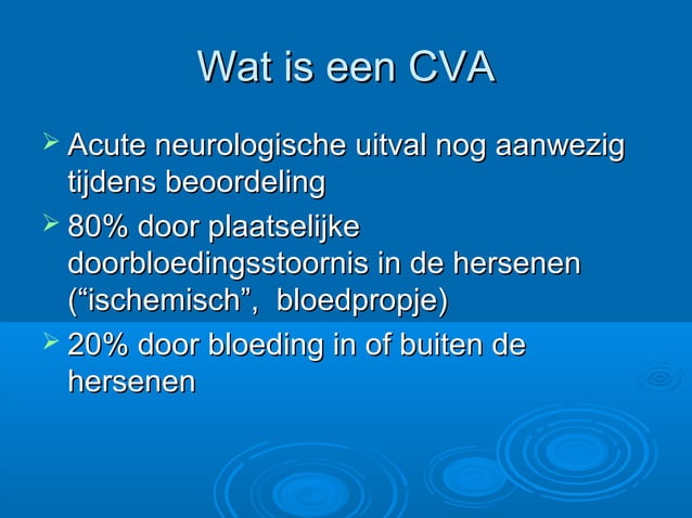 CVA, voor doktersassistentes | PPT