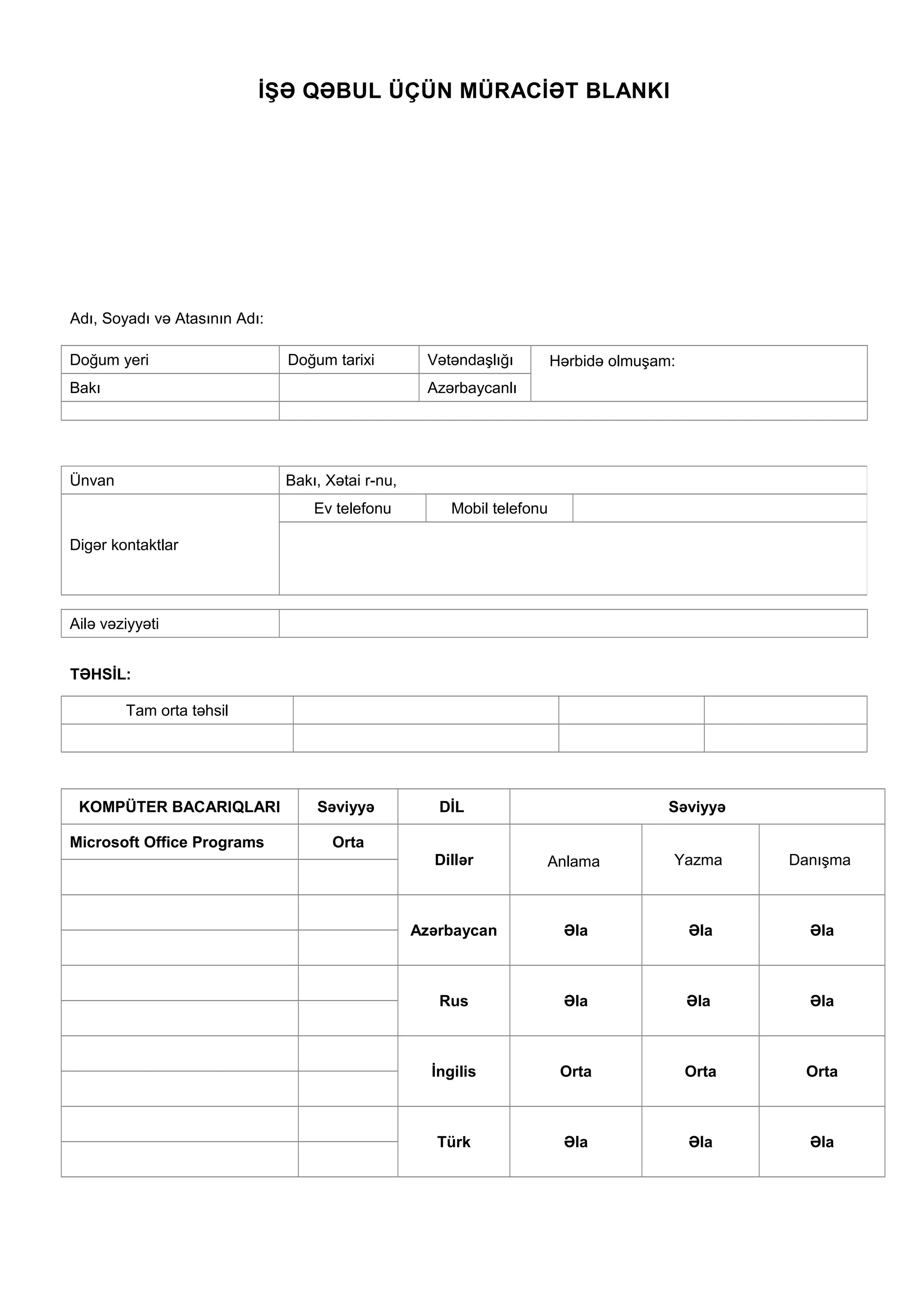 Cv azeri | DOC