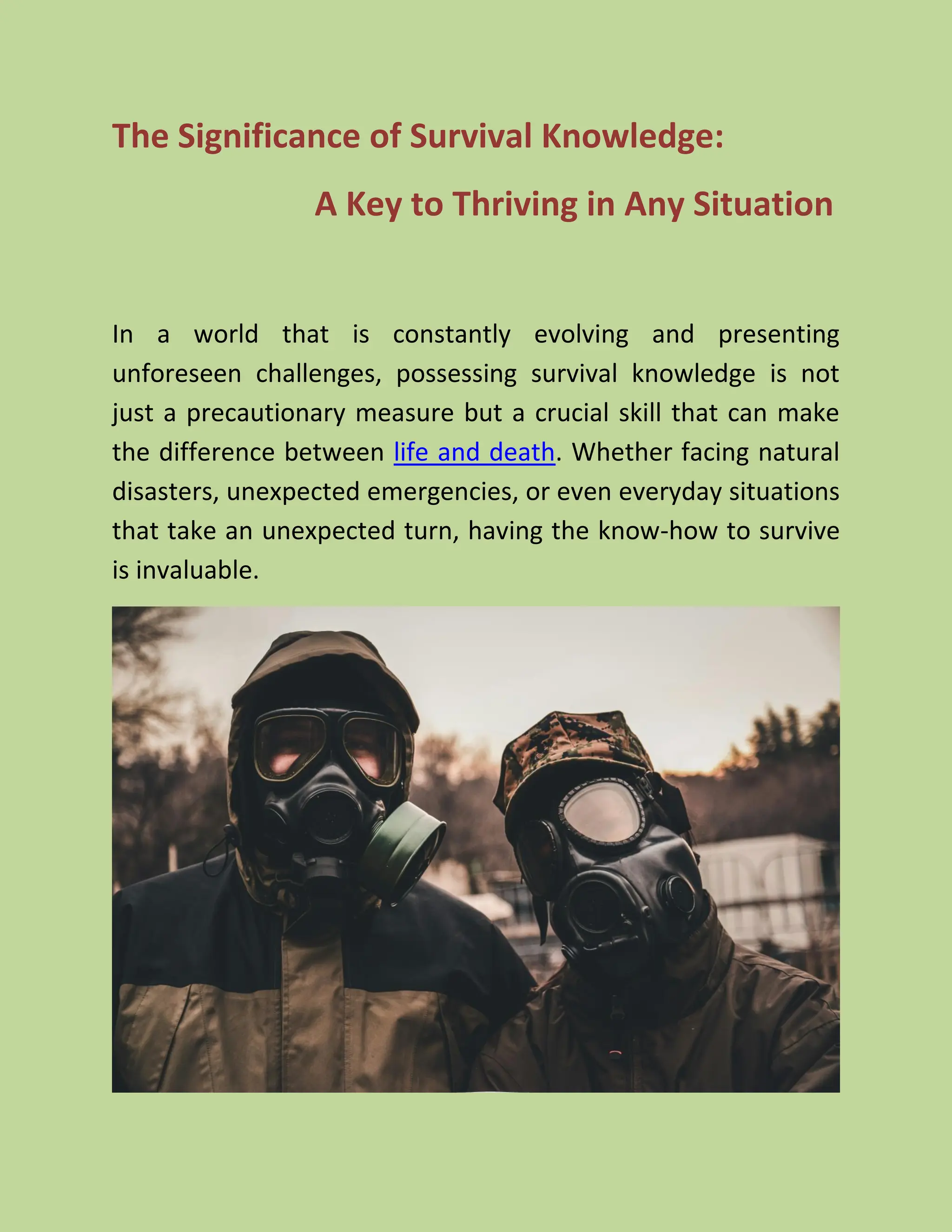 The Significance of Survival Knowledge: A Key to Thriving in Any ...