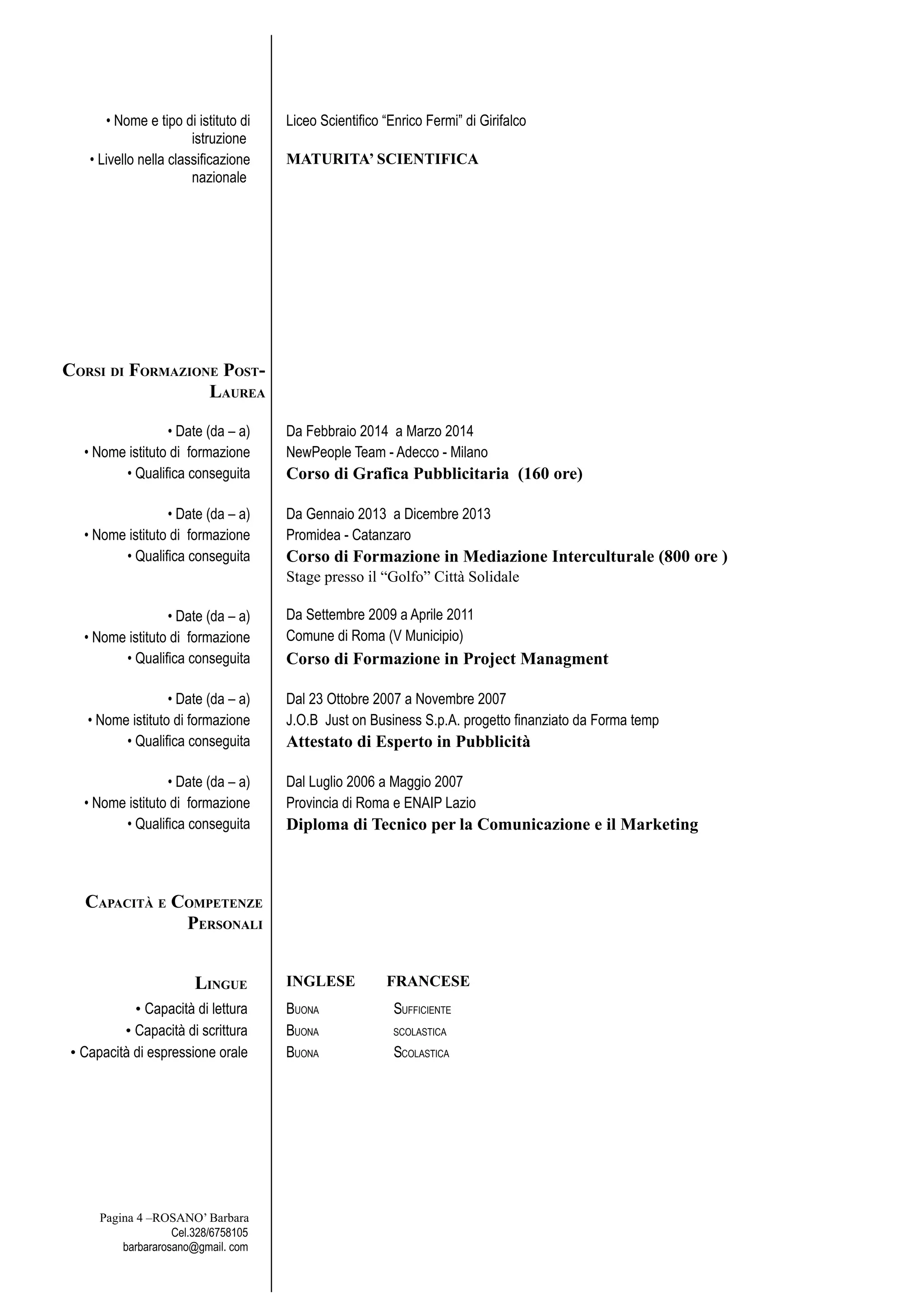Cv barbara rosano c2 | PDF