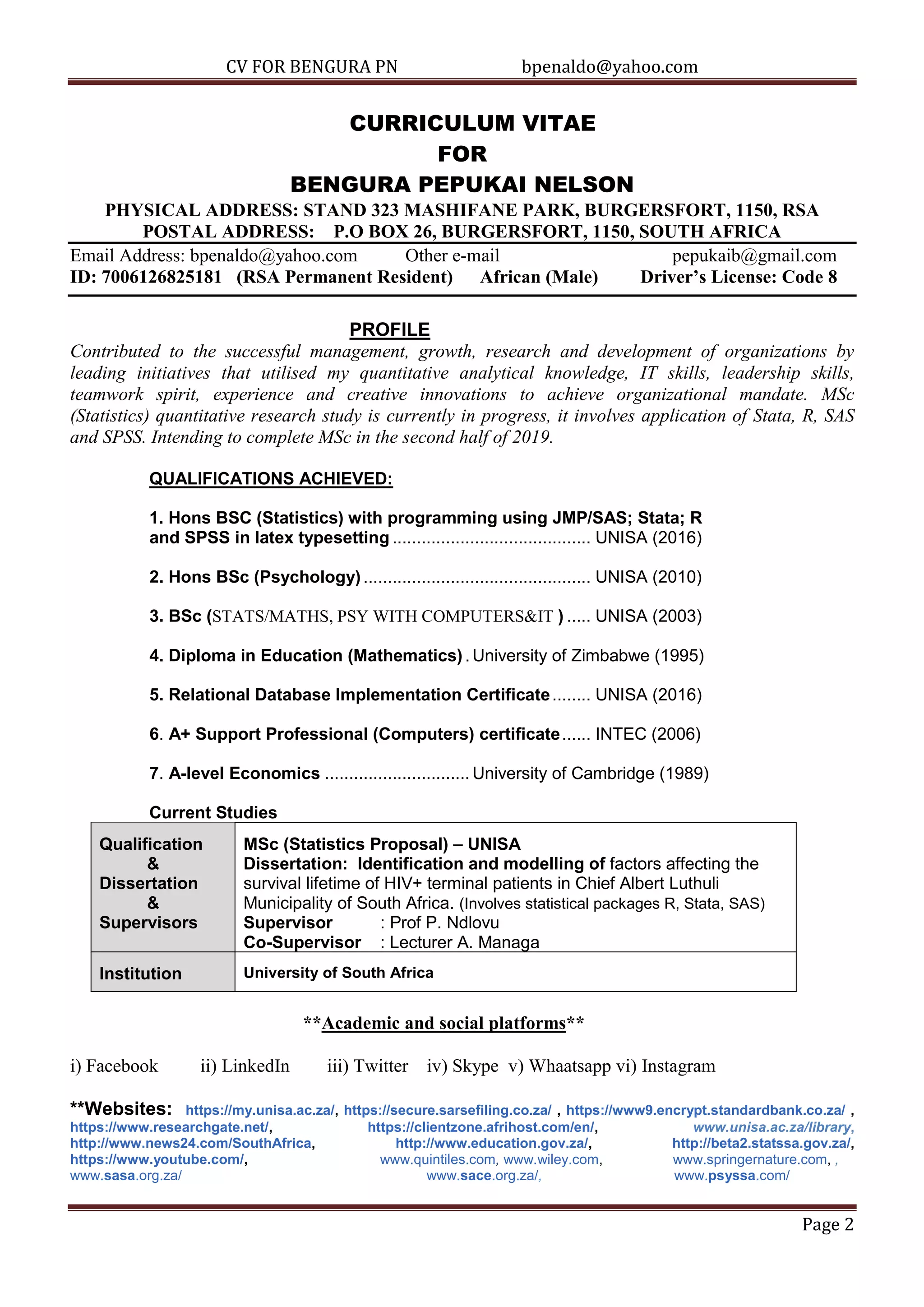 Cv bengura pn slideshare | PDF