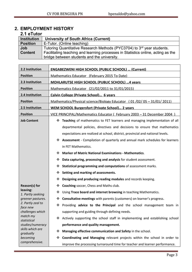 Cv bengura pn slideshare | PDF