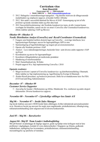 Cv bente blauenfeldt | PDF