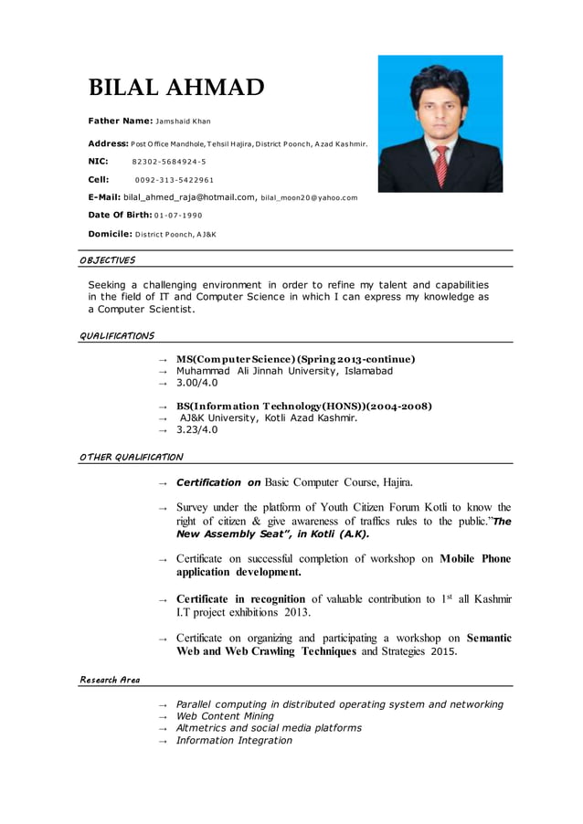 Cv bilal ahmed | PDF